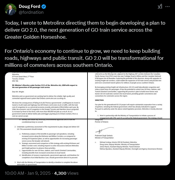 Joey’s Notepad: Premier Ford Notes Hamilton LRT as a Priority in Letter ...